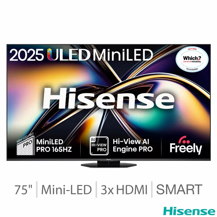 Hisense 75 Inch Mini LED HD Smart TV 75U8QTUK, Hi-View AI Engine PRO D ...